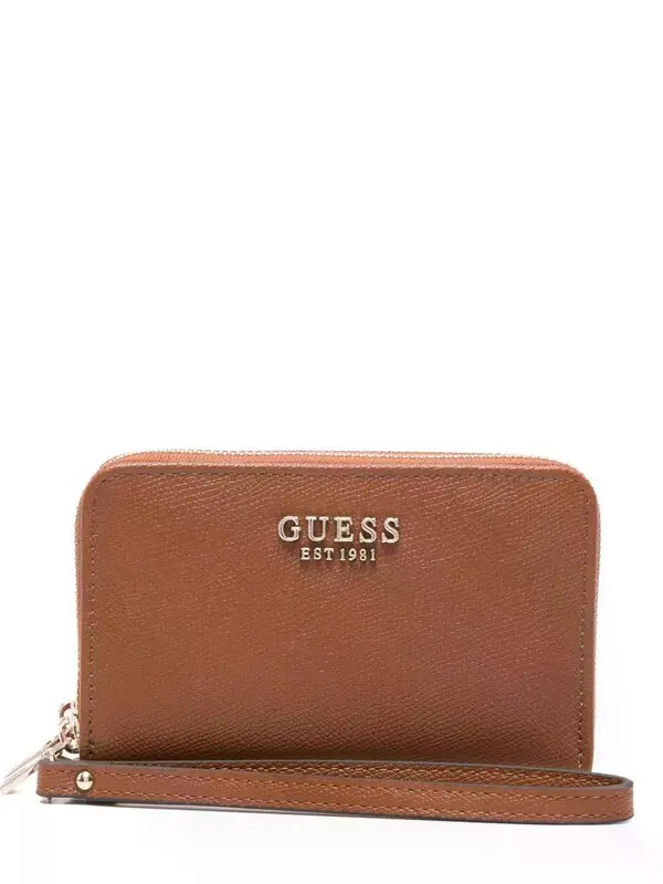Guess Logo-plaque Zip Wallet - Brown