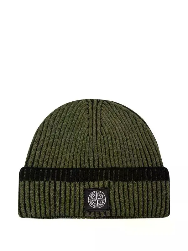 Stone Island Ribbed Beanie - Green