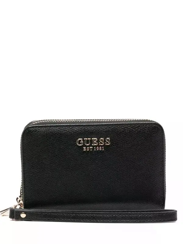 Guess Logo-plaque Zip Wallet - Black