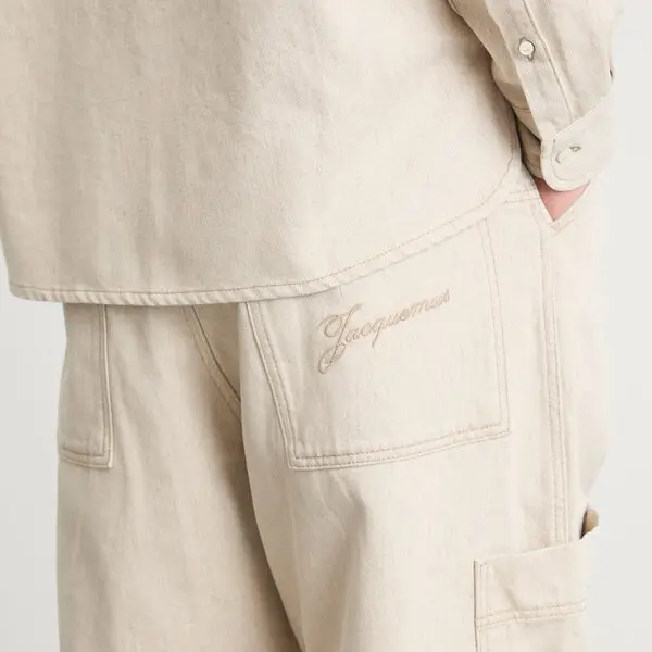 Jacquemus Cotton Cargo Trousers - Light Beige