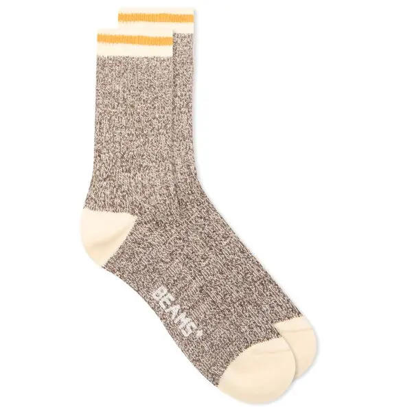 BEAMS Rag Socks - New Khaki/yellow