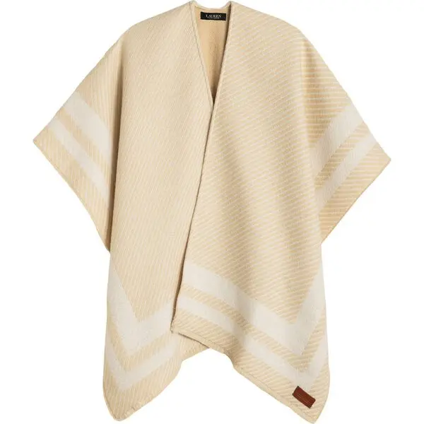 Ralph Lauren Border Stripe Ruana - Cream/oatmeal