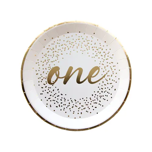 JOLLITY & CO First Birthday Dessert Plates - White