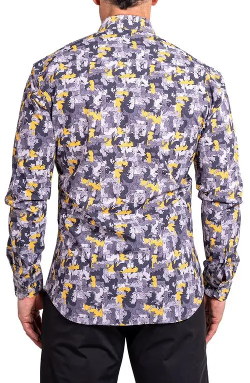 MACEOO Fibonacci Ascension Contemporary Fit Button-up Shirt - Grey