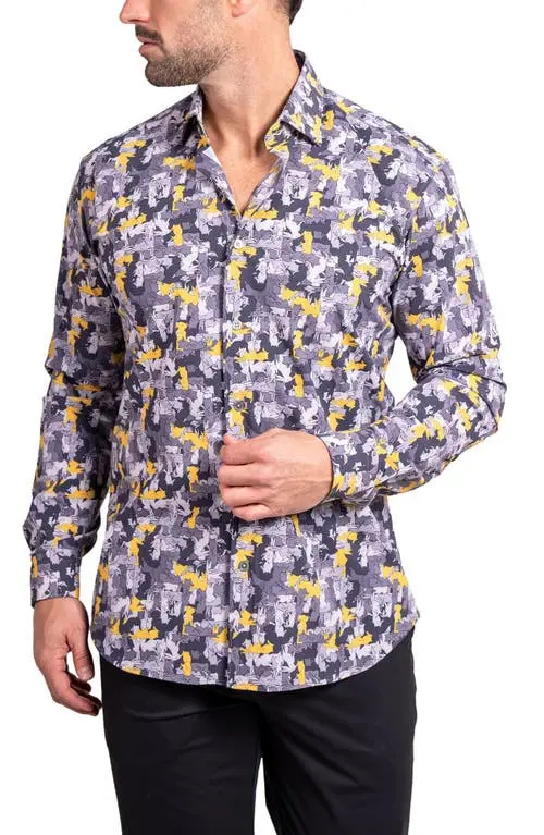 MACEOO Fibonacci Ascension Contemporary Fit Button-up Shirt - Grey