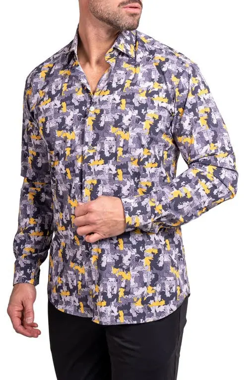 MACEOO Fibonacci Ascension Contemporary Fit Button-up Shirt - Grey