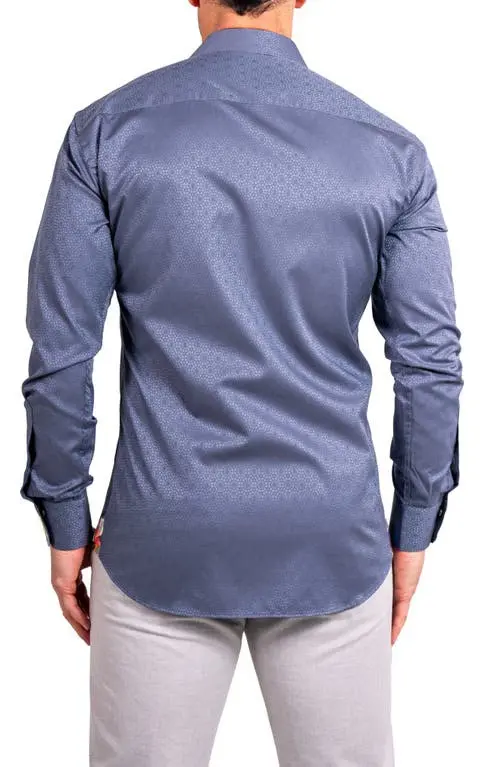 MACEOO Einstein Ascension0080 Geo Floral Cotton Button-up Shirt - Grey