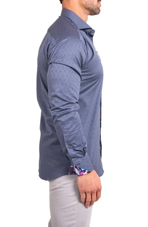 MACEOO Einstein Ascension0080 Geo Floral Cotton Button-up Shirt - Grey