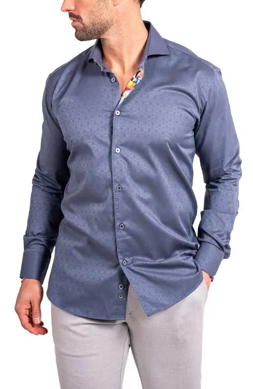 MACEOO Einstein Ascension0080 Geo Floral Cotton Button-up Shirt - Grey