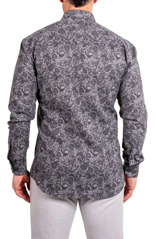 MACEOO Fibonacci Ascension 0252 Paisley Contemporary Fit Button-up Shirt - Grey