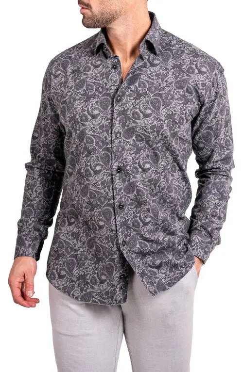 MACEOO Fibonacci Ascension 0252 Paisley Contemporary Fit Button-up Shirt - Grey