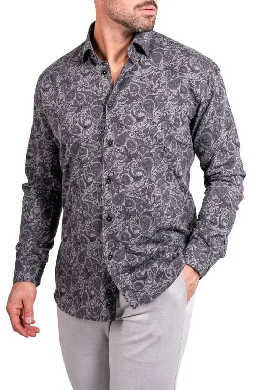 MACEOO Fibonacci Ascension 0252 Paisley Contemporary Fit Button-up Shirt - Grey