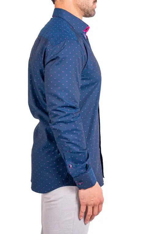 MACEOO Fibonacci Ascension Contemporary Fit Button-up Shirt - Blue