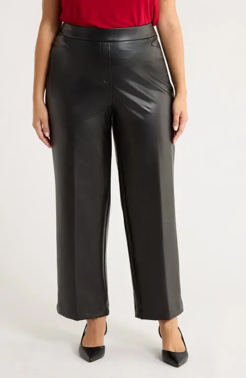 KASPER Faux Leather Straight-leg Pants