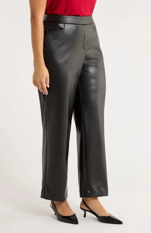 KASPER Faux Leather Straight-leg Pants