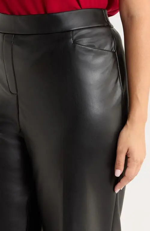 KASPER Faux Leather Straight-leg Pants