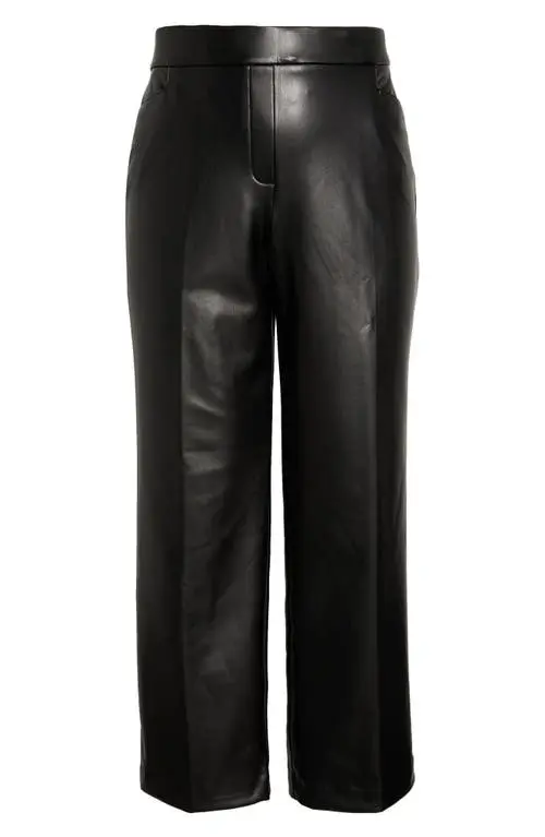 KASPER Faux Leather Straight-leg Pants