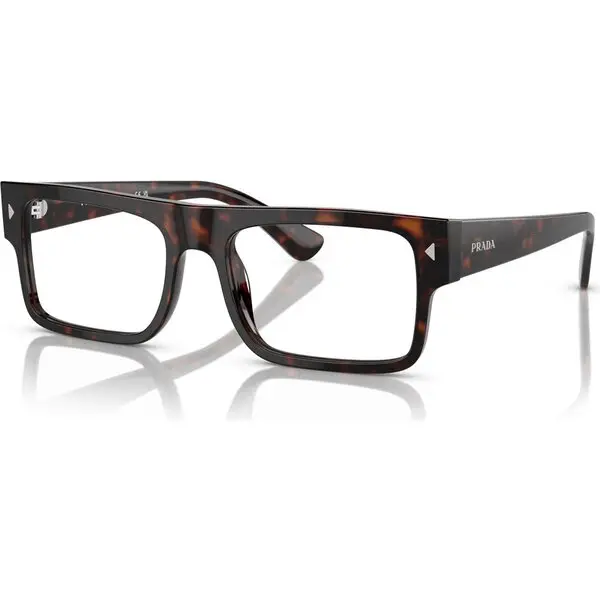 Prada 57mm Rectangle Optical Glasses - Tortoise