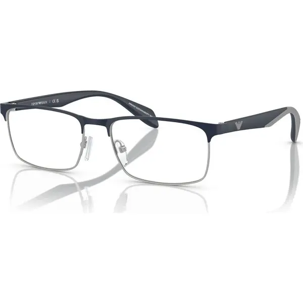 Emporio Armani 56mm Rectangle Optical Glasses - Silver