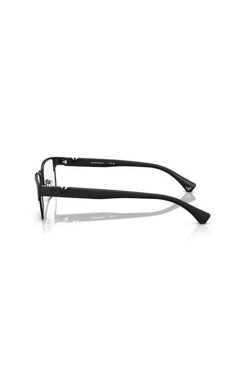 Emporio Armani 55mm Square Full Rim Metal Eyeglasses - Black