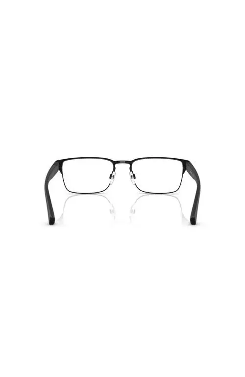 Emporio Armani 55mm Square Full Rim Metal Eyeglasses - Black