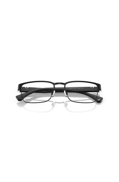 Emporio Armani 55mm Square Full Rim Metal Eyeglasses - Black