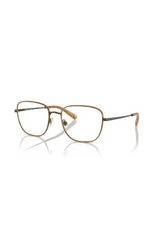 Brooks Brothers 56mm Square Full Rim Eyeglasses - Gold