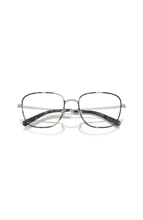 Brooks Brothers 56mm Square Full Rim Eyeglasses - Silver