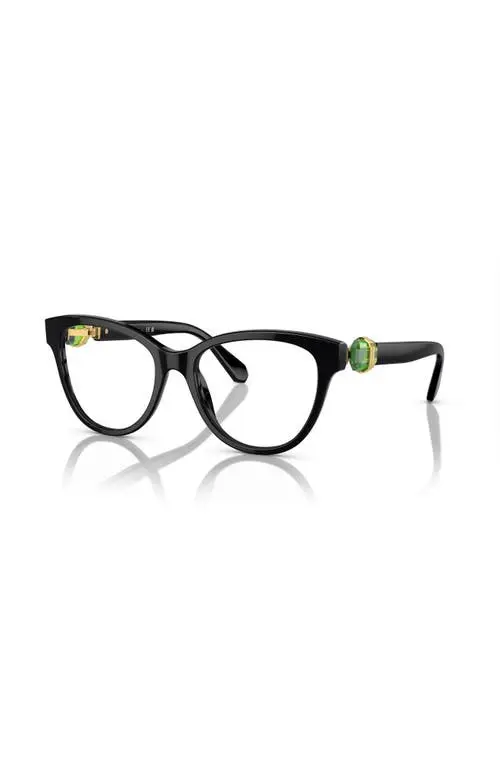 SWAROVSKI 52mm Round Full Rim Eyeglasses - Black