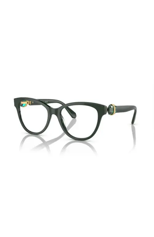 SWAROVSKI 52mm Round Full Rim Eyeglasses - Green