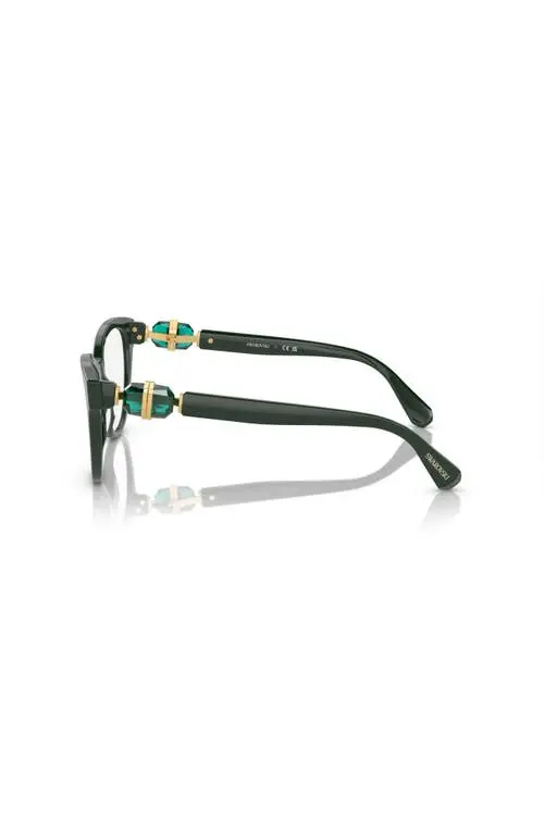 SWAROVSKI 52mm Round Full Rim Eyeglasses - Green