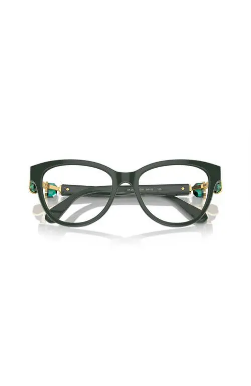 SWAROVSKI 52mm Round Full Rim Eyeglasses - Green