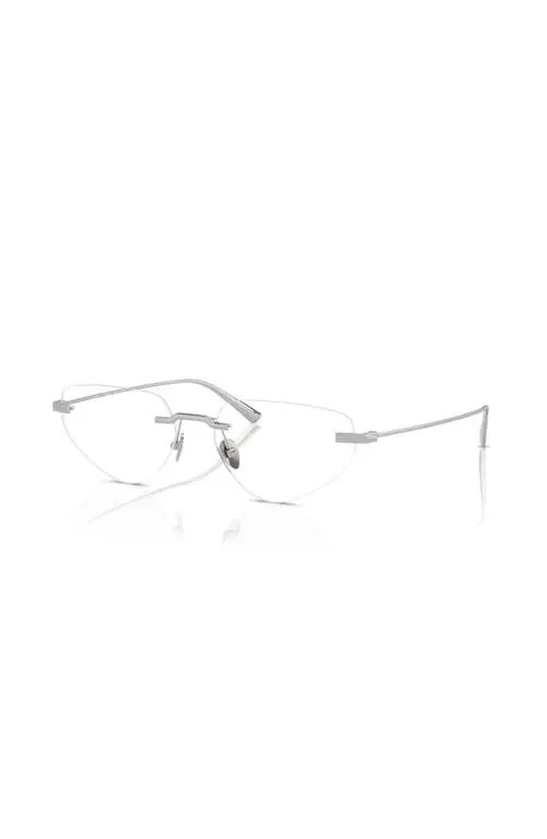 FERRARI 55mm Irregular Rimless Eyeglasses - Silver