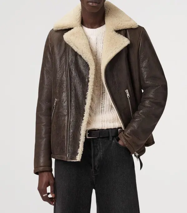 ALLSAINTS Leather Xylon Biker Jacket - Brown
