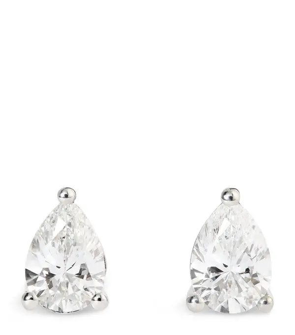 Harrods Gold And Diamond Pear Stud Earrings - White