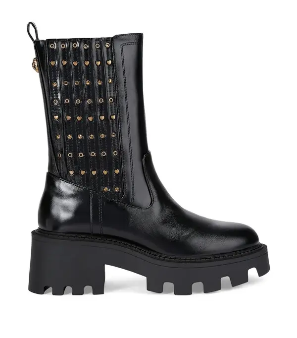 Kurt Geiger Patent Leather Studded Chelsea Boots