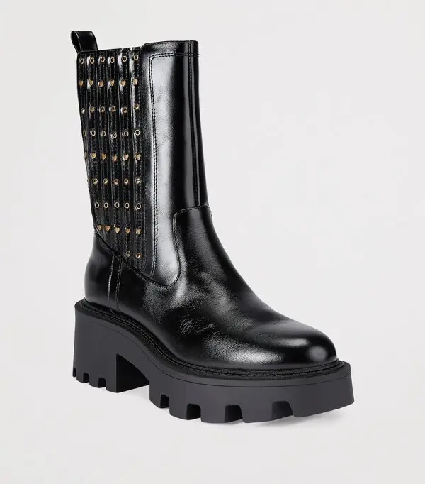 Kurt Geiger Patent Leather Studded Chelsea Boots