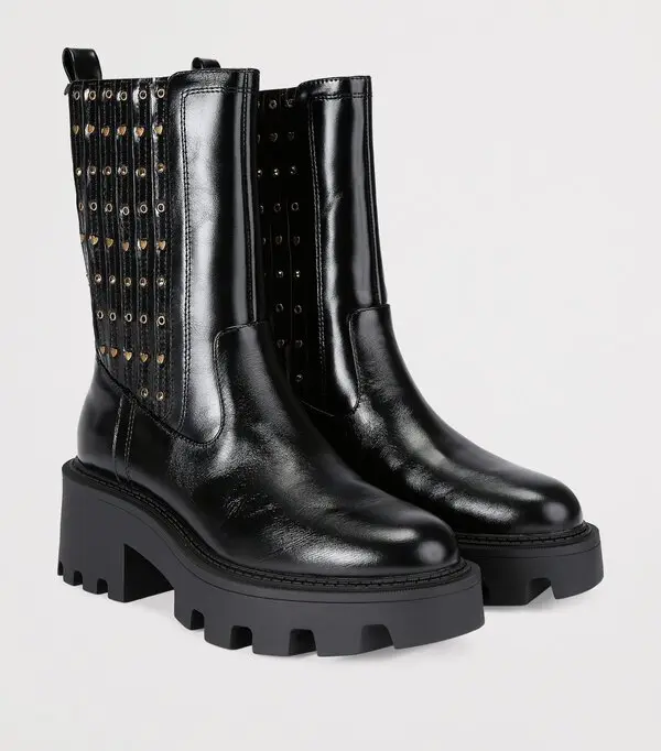 Kurt Geiger Patent Leather Studded Chelsea Boots