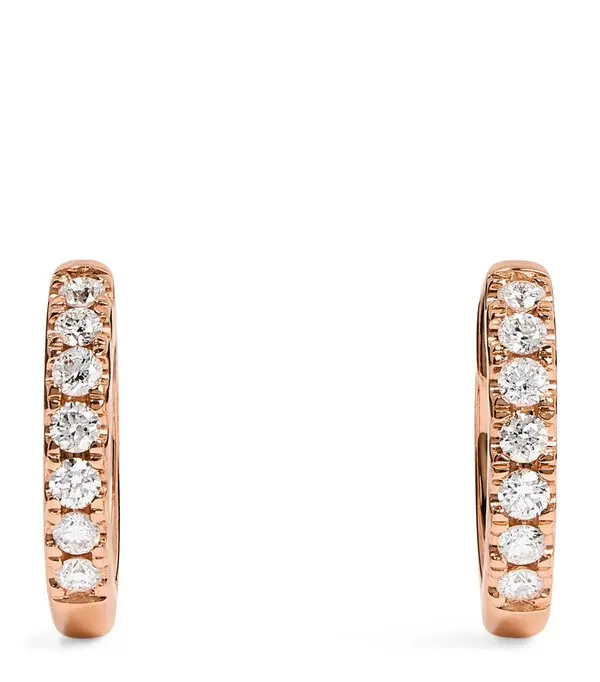 Harrods And Diamond Huggie Earrings - Rose Gold