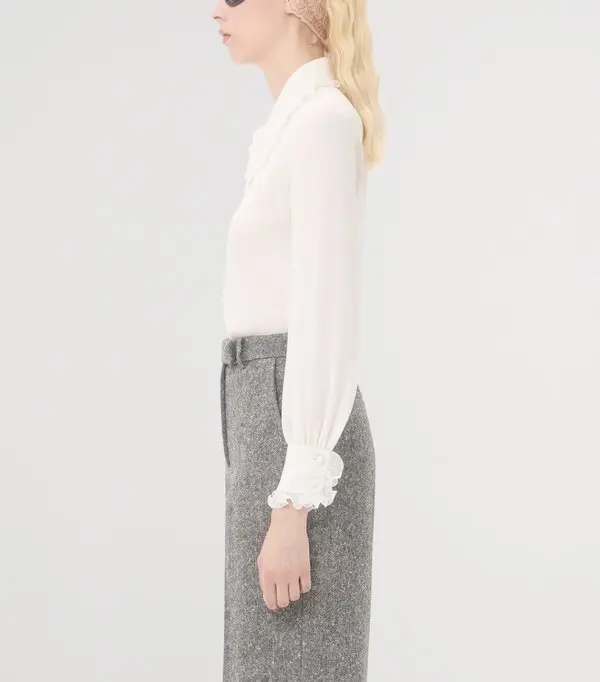 Valentino Garavani Silk Frilled Shirt - Ivory