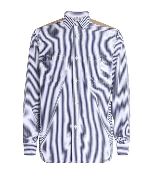 Junya Watanabe Cotton Stripe-check Shirt - Beige