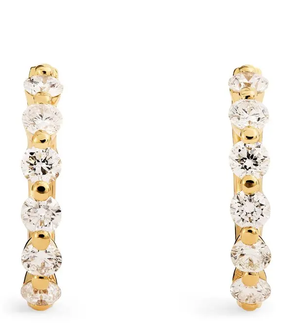 Harrods Diamond Hoop Earrings - Gold
