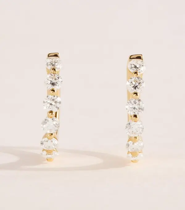 Harrods Diamond Hoop Earrings - Gold