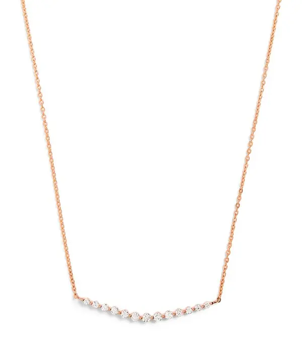 Harrods 18k Diamond Graduated Pendant Necklace - Rose Gold