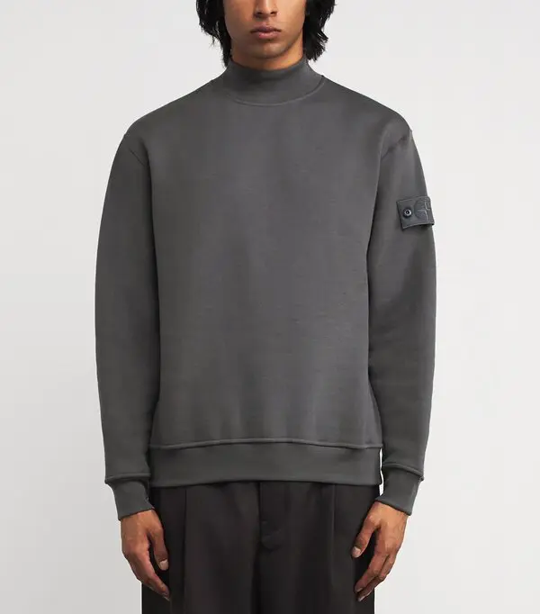 Stone Island Ghost Piece Cotton Sweatshirt With Compass Logo