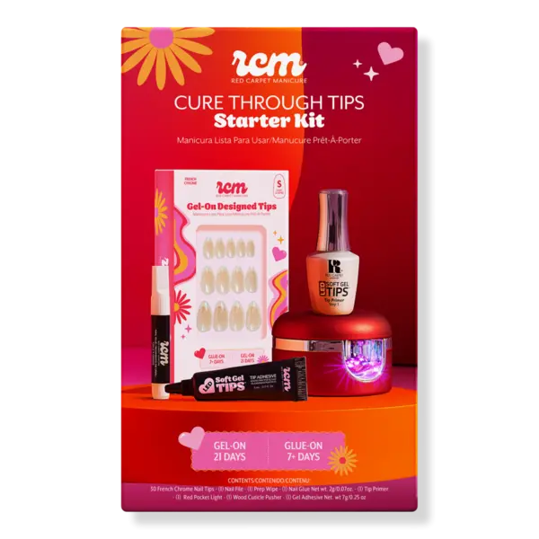 RED CARPET MANICURE Gel-on Cure Through Designed Nail Art Tips Starter Kit - One-color