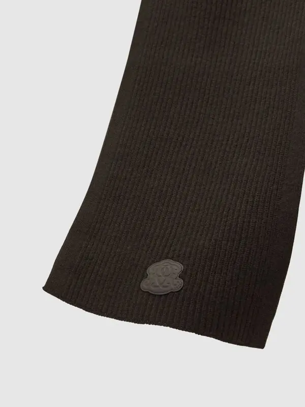 REISS Bennett Monogram Appliqué Wool Scarf - Brown