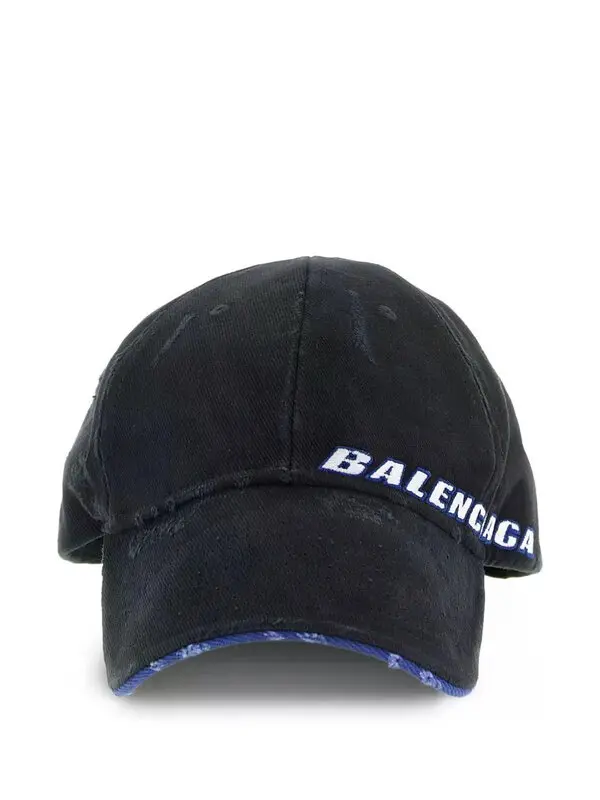 Balenciaga Cotton Cap With Logo - Black