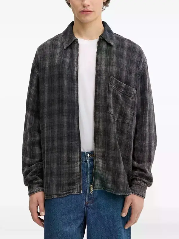 WON HUNDRED Plaid Zip-up Shirt