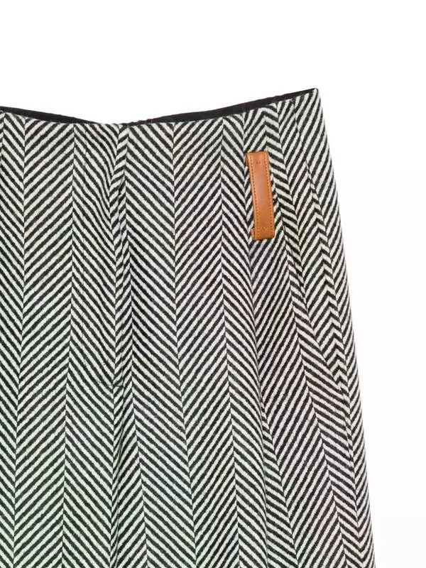 FORTE_FORTE Chevron-motif Straight-leg Trousers - Black